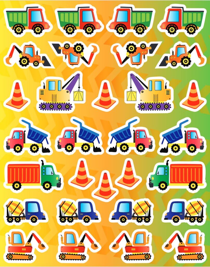Construction Vehiclels Stickers – Crafts and More
